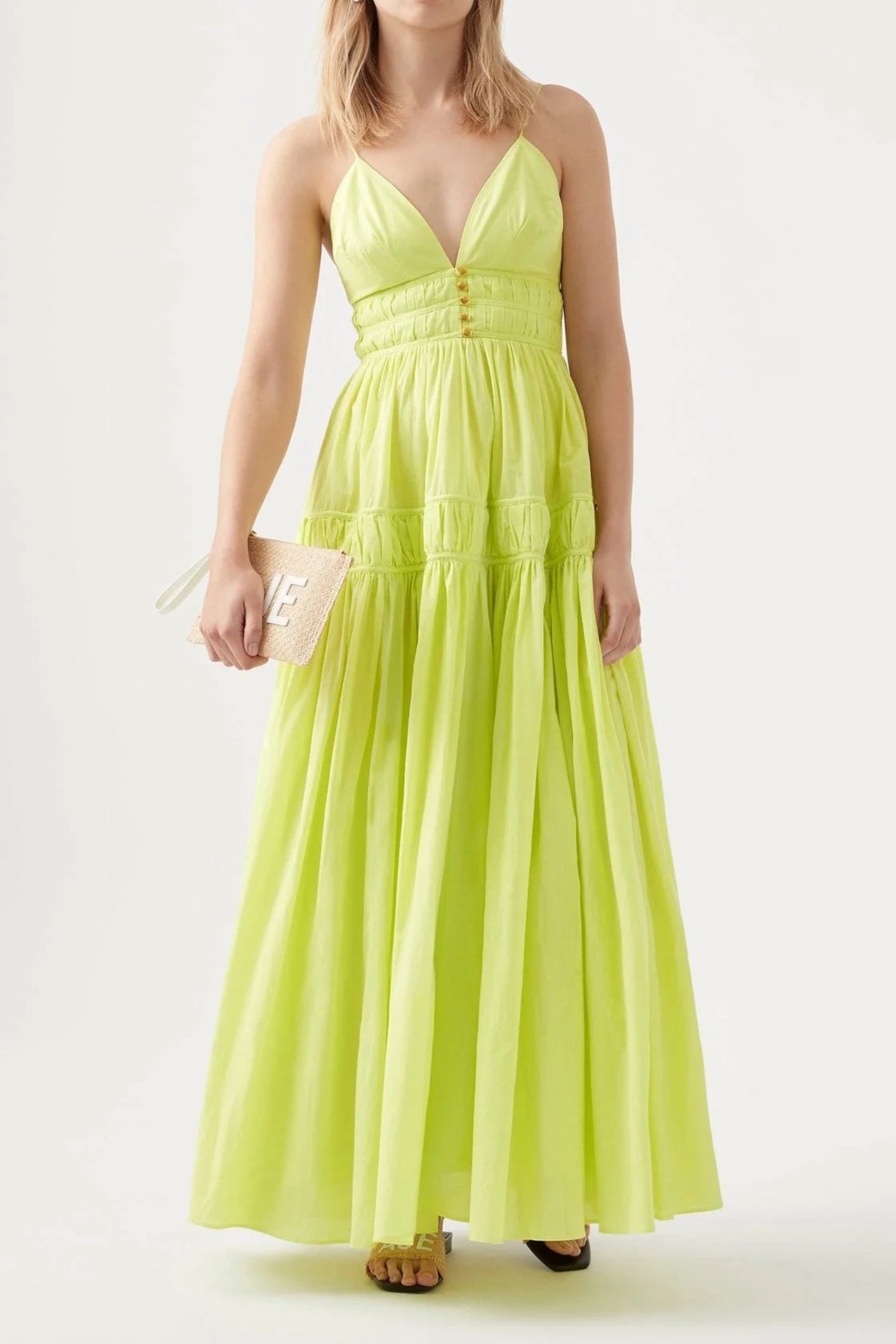Grace Tiered Maxi Dress in Light Lemon– LOVE ME RENT ME
